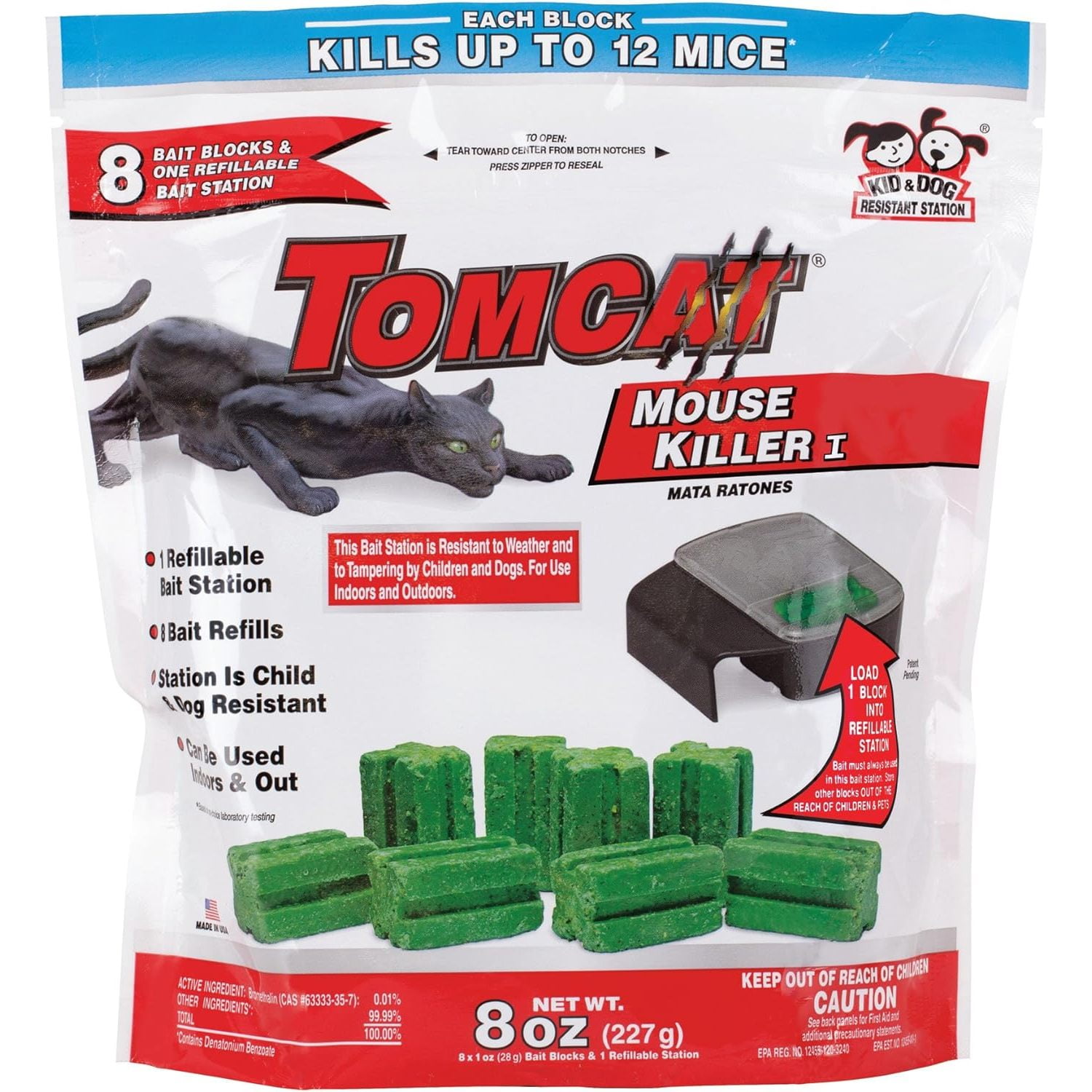 Tomcat Mouse Killer I Tier 1 Refillable Mouse Bait Station, 1 Station ...