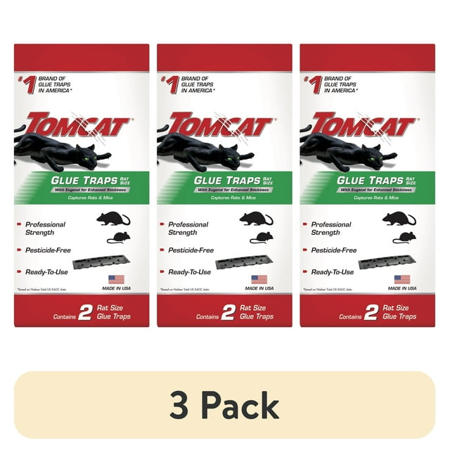 (3 pack) Tomcat Glue Traps Rat Size with Eugenol for Enhanced ...