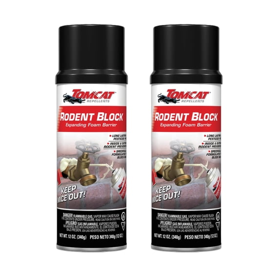 TOMCAT, Rodent Block Expanding Foam Barrier, 12 oz. 2 Pack, Fills Gaps ...