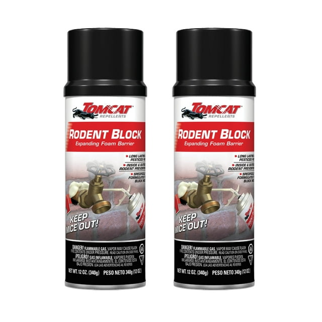 Tomcat Mouse-Proof Expanding Foam Barrier Block, 12 oz., 2-Pack ...