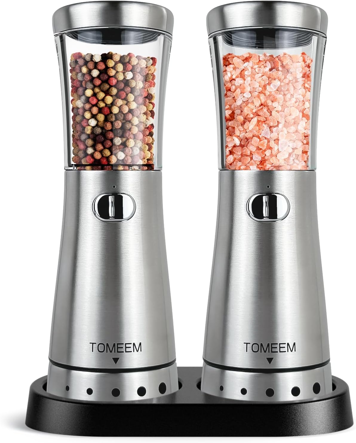 Tomeem Automatic Electric Salt and Pepper Grinder Set Rechargeable Salt ...