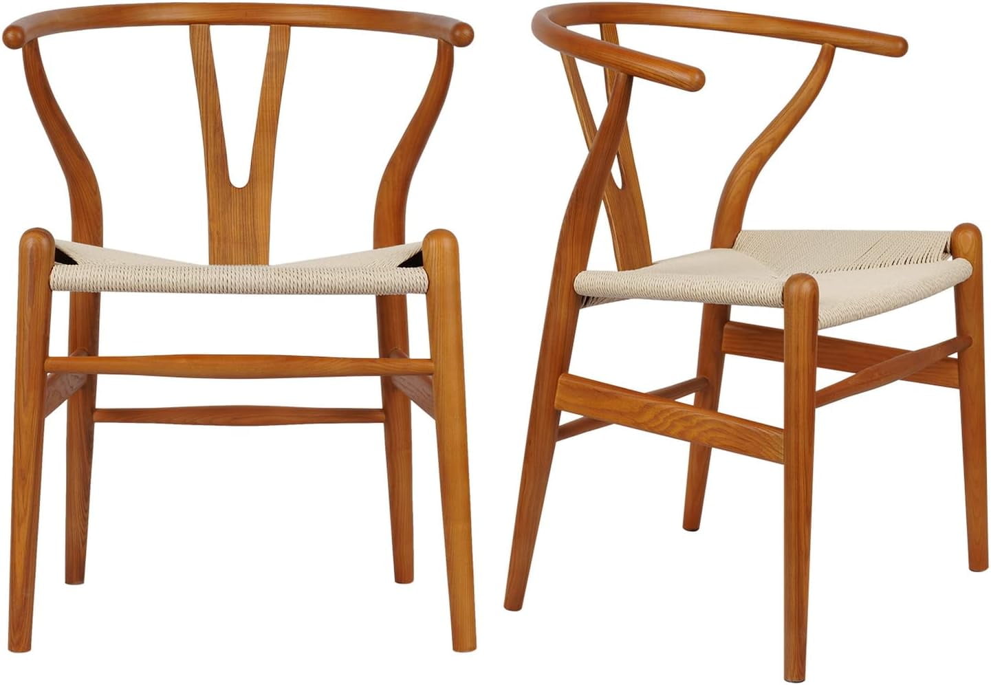 Tomile Wishbone Y Chair Set of 2, Mid-Century Solid Ash Wood Dining ...