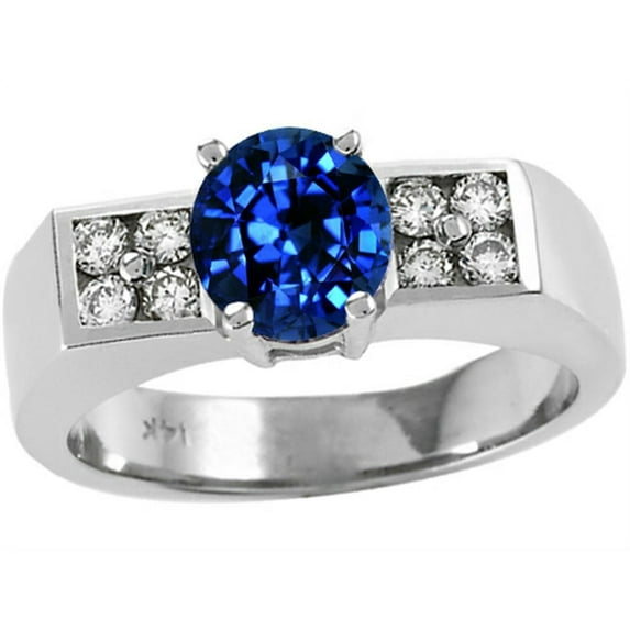 Tommaso Design 7mm Round Created Blue Sapphire Ring - Walmart.com