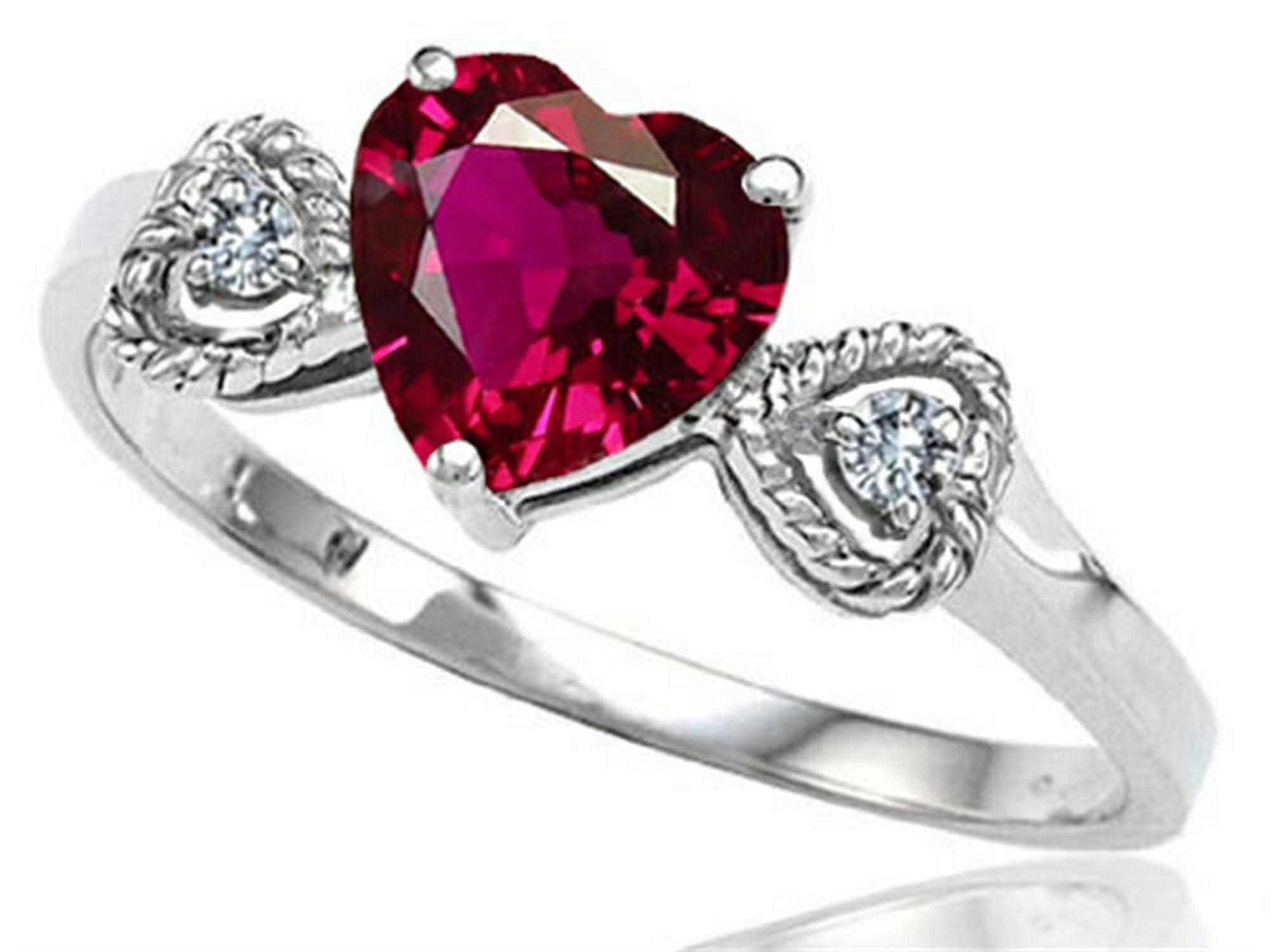 Tommaso Design Created Ruby Heart Shape Engagement Promise Ring ...