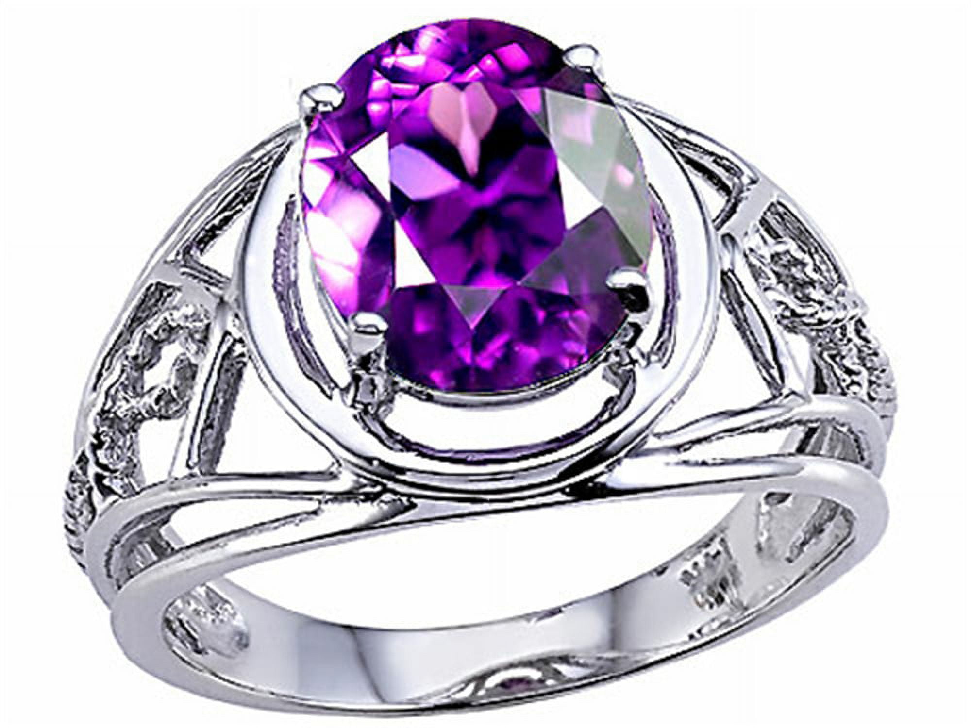 Tommaso Design Large Oval Genuine Amethyst Ring - Walmart.com