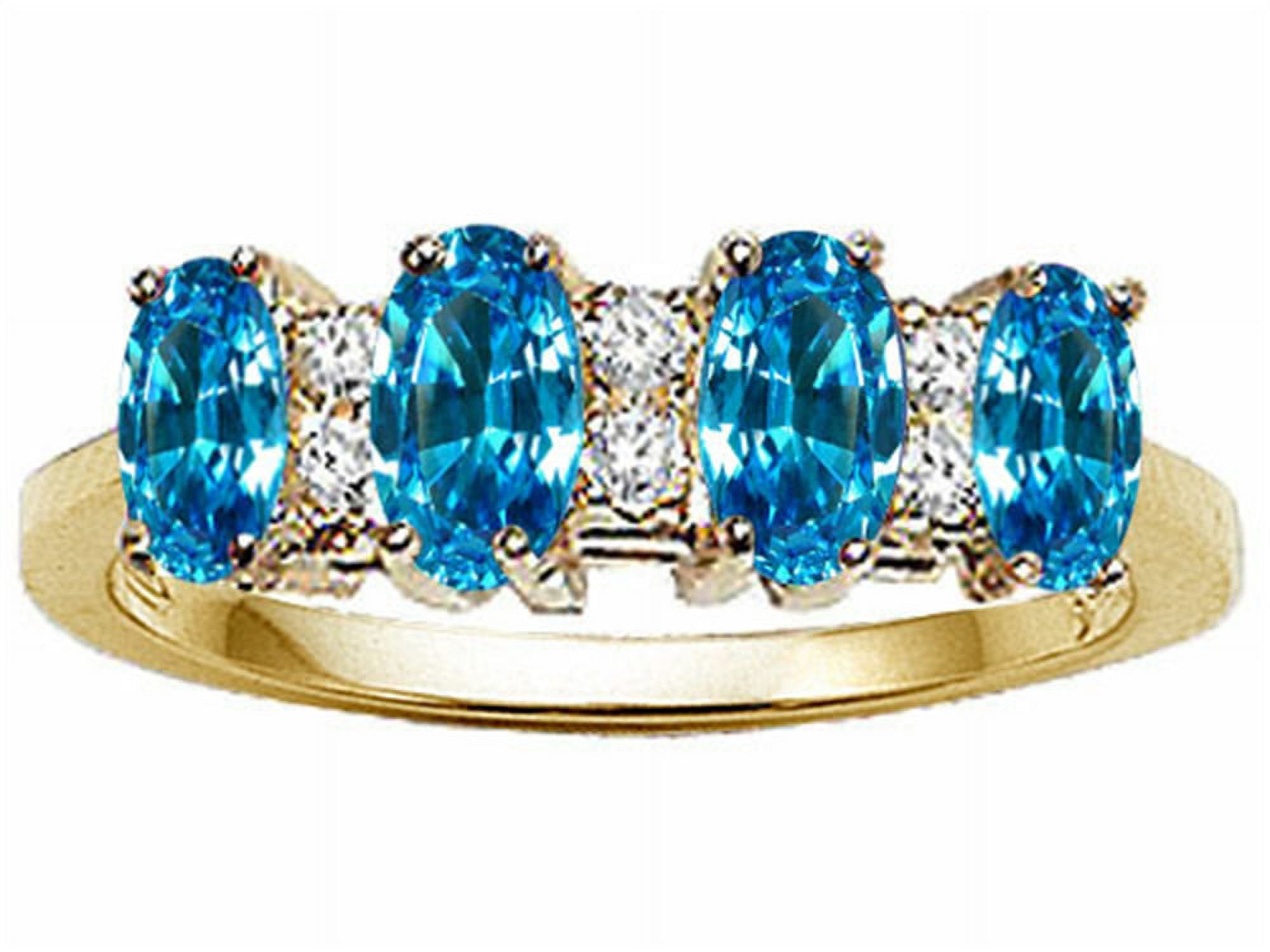 Tommaso Design Oval 5x3mm Genuine 4 Stone Blue Topaz Band - Walmart.com