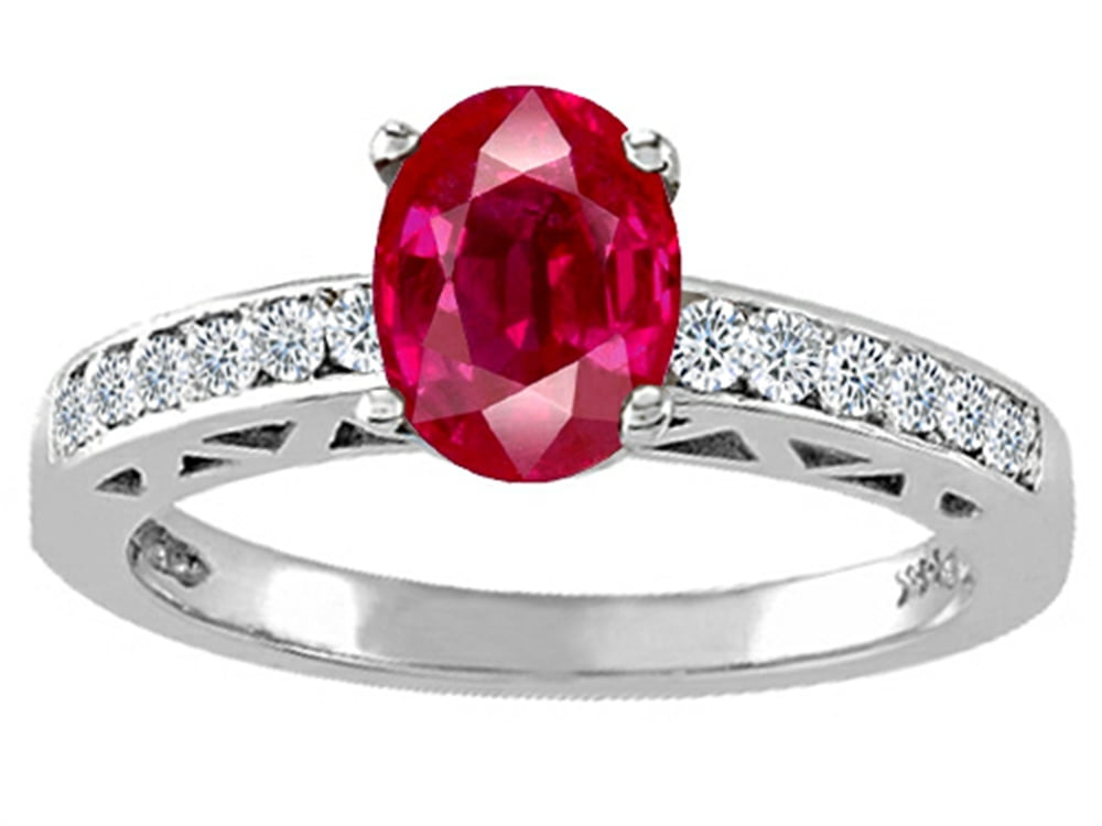 Tommaso Design Oval 7x5mm Created Ruby Solitaire Engagement Ring ...