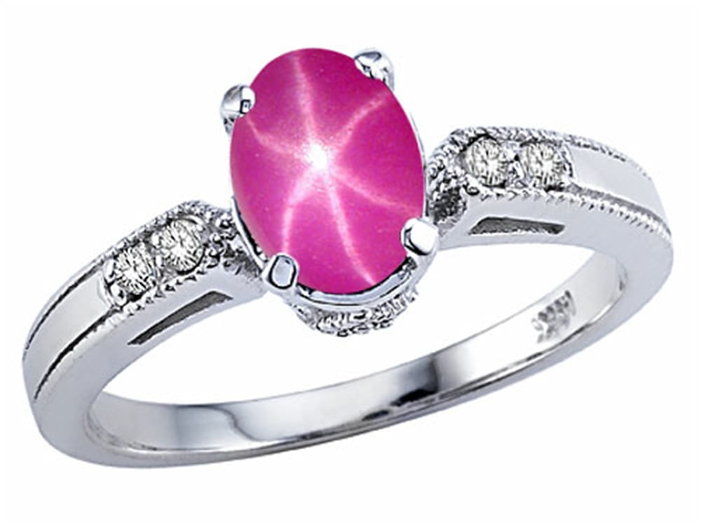 Tommaso Design Oval 7x5mm Created Star Ruby Ring - Walmart.com