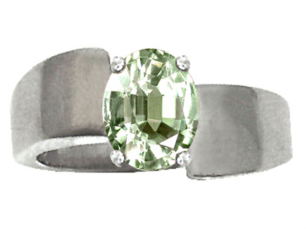 Tommaso Design Oval 9x7mm Green Amethyst Ring - Walmart.com