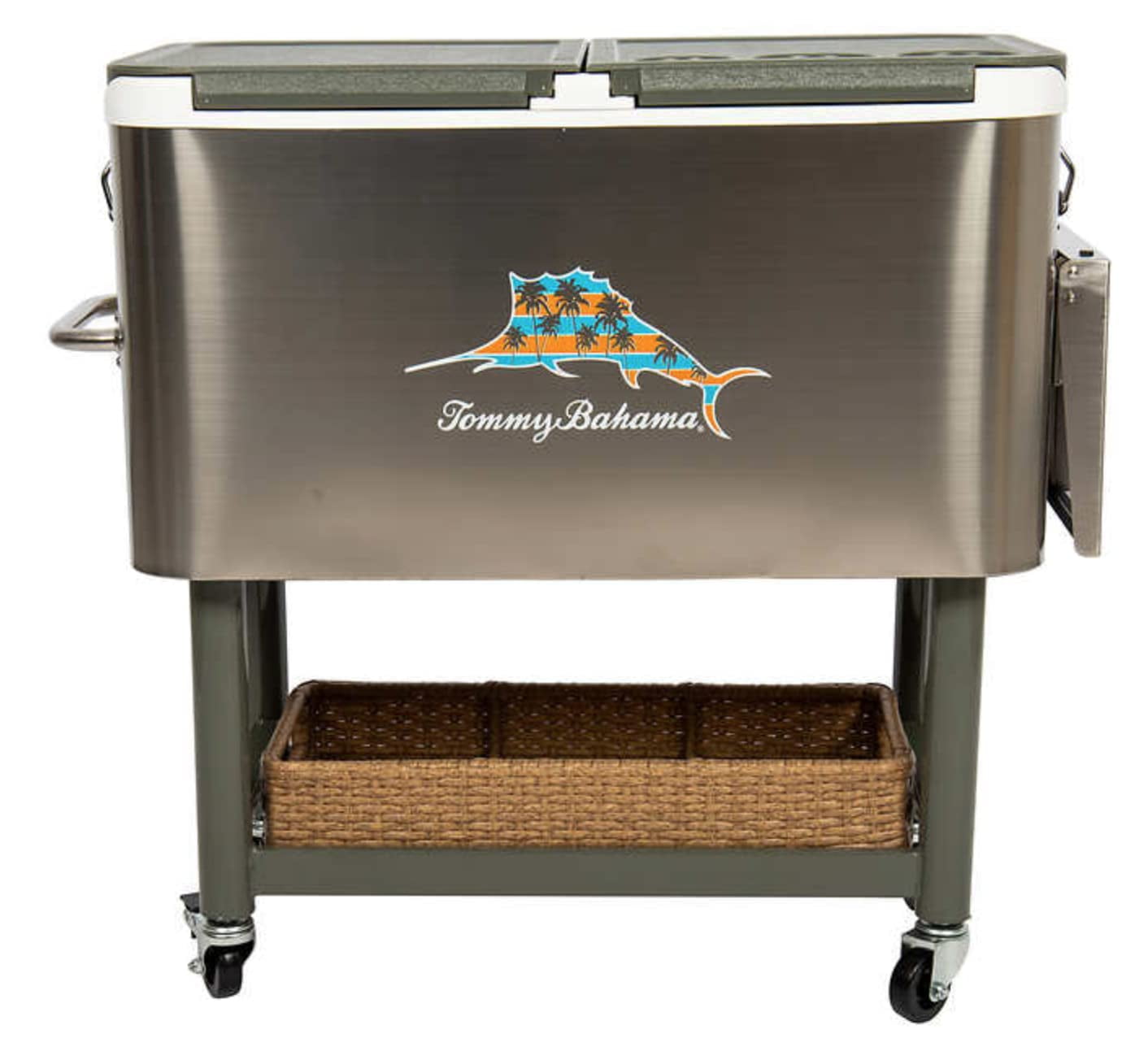 Tommy Bahama - 100 Qt Stainless Steel Rolling Party Cooler - 130 Can ...
