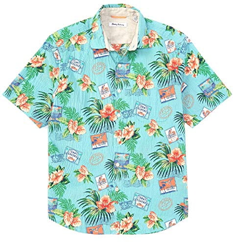 Tommy Bahama Aloha from Paradise Short Sleeve Aqua Aloha LG - Walmart.com