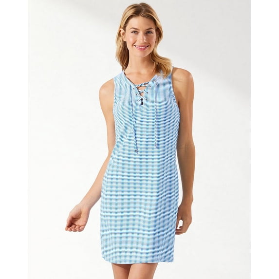 Tommy Bahama Island Cays Stripe Spa Dress Coverup, Azure Blue, Medium ...
