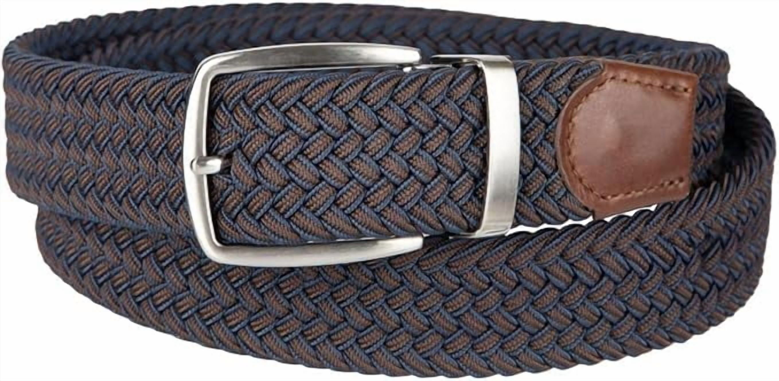 Tommy Bahama Men's Stretch Braided Reversible Leather Trim Belt, Navy ...