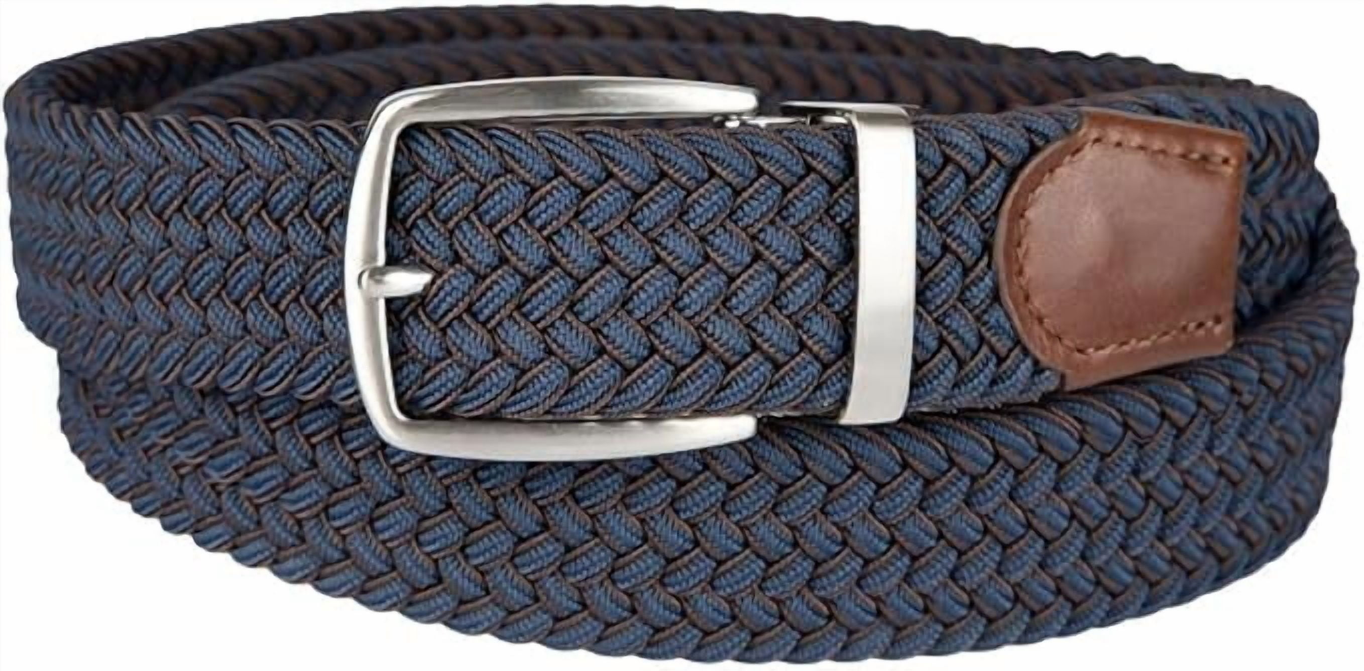 Tommy Bahama Men's Stretch Braided Reversible Leather Trim Belt, Navy ...
