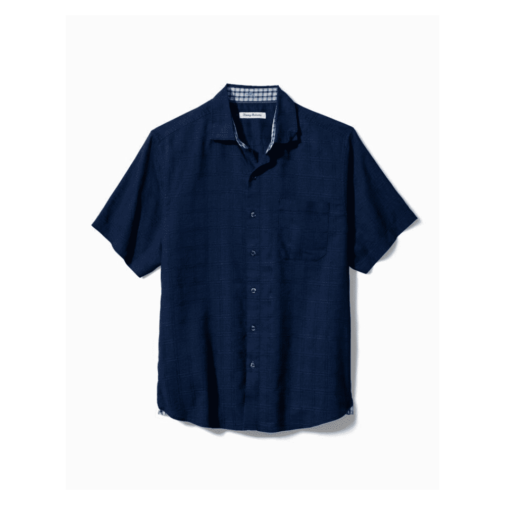 Tommy Bahama ST324799 Costa Capri Stretch-Linen Camp Shirt Ocean Deep M ...