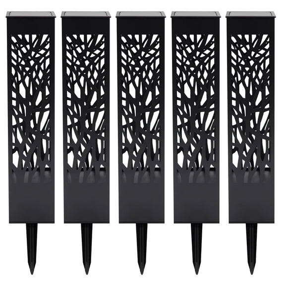 Tommy Bahama Solar Bollard Lights, 35 Lumens, 5-Pack, Graphite Black ...