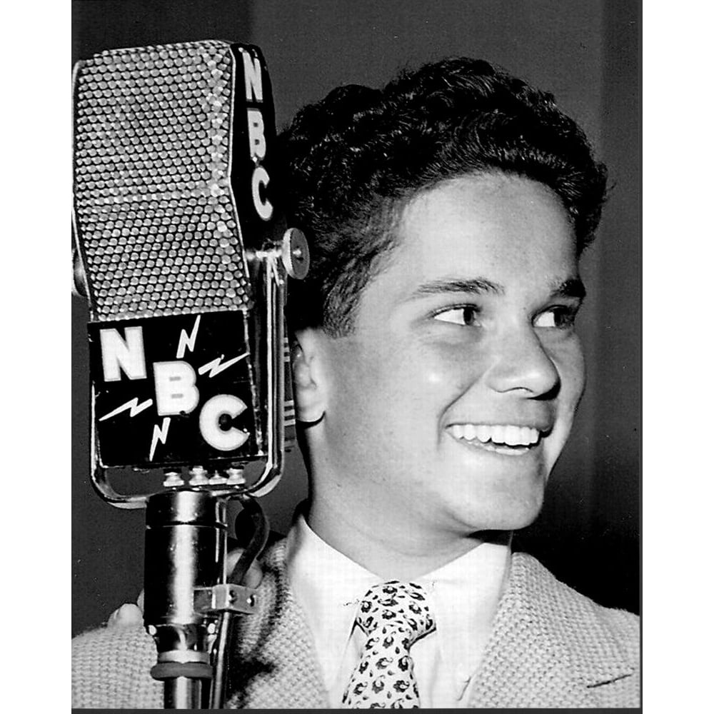 Tommy Cook With Nbc Radio Microphone Black And White Photo Print (8 x ...
