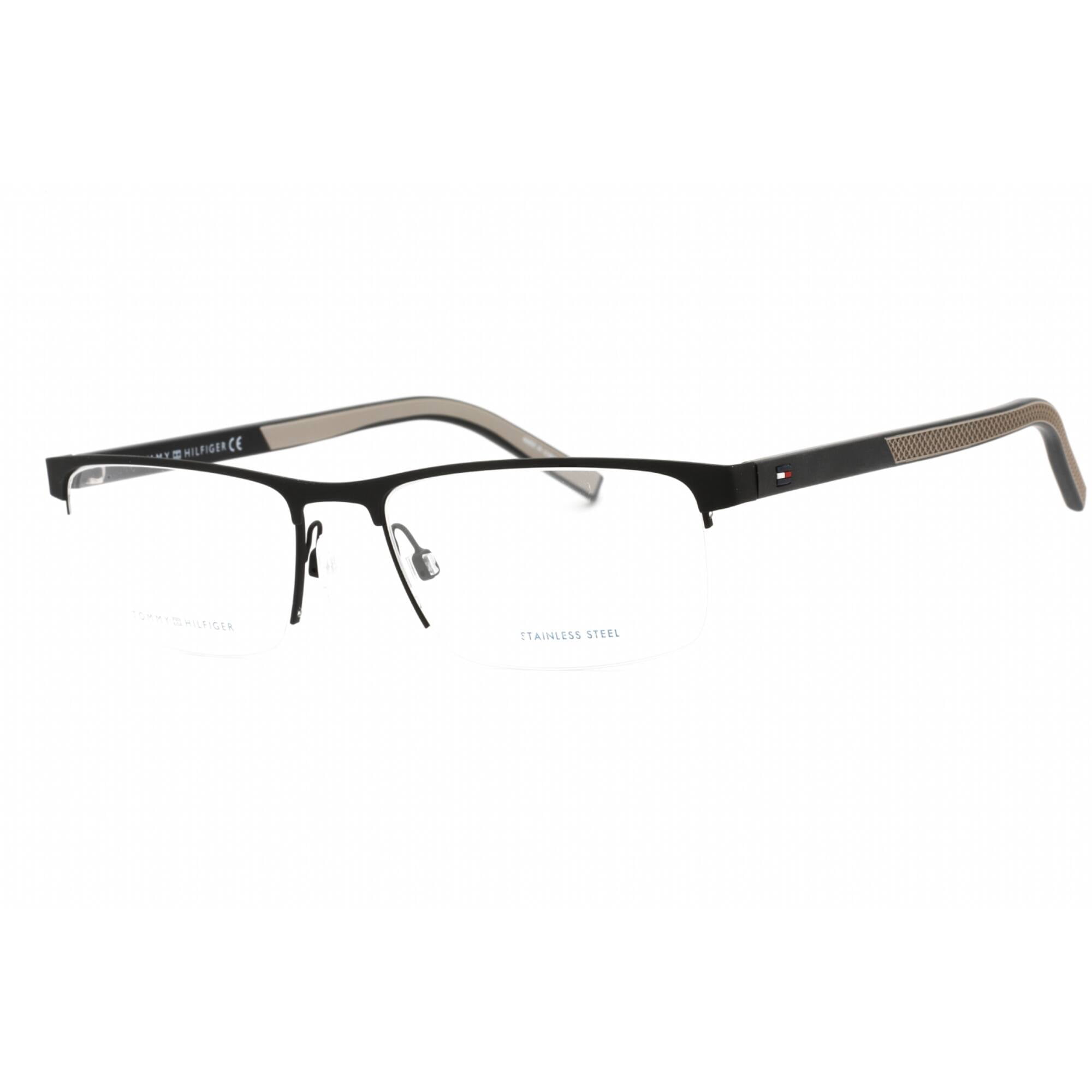 Tommy Hilfiger 1594 Semi-Rimless Rectangular Matte Black Eyeglasses ...