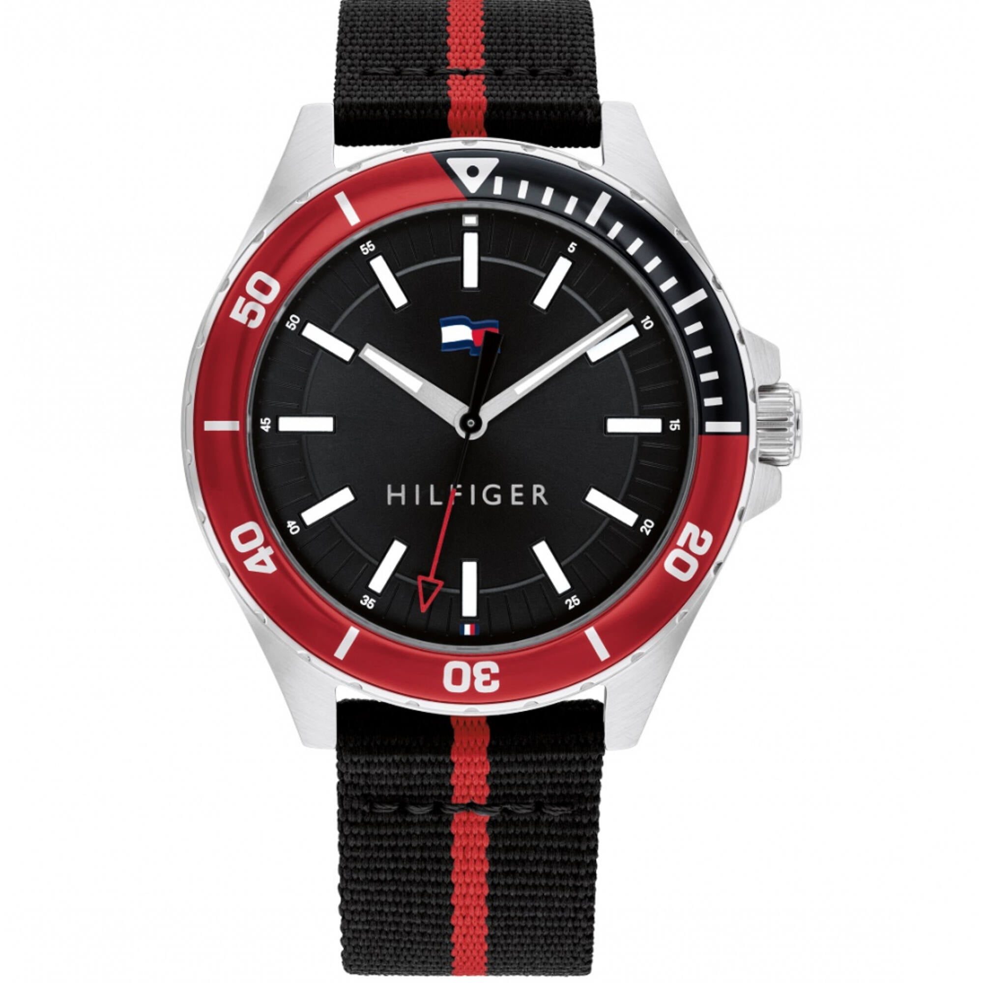 Tommy Hilfiger 1792010 Men's Logan Black Dial Nylon Strap Watch ...