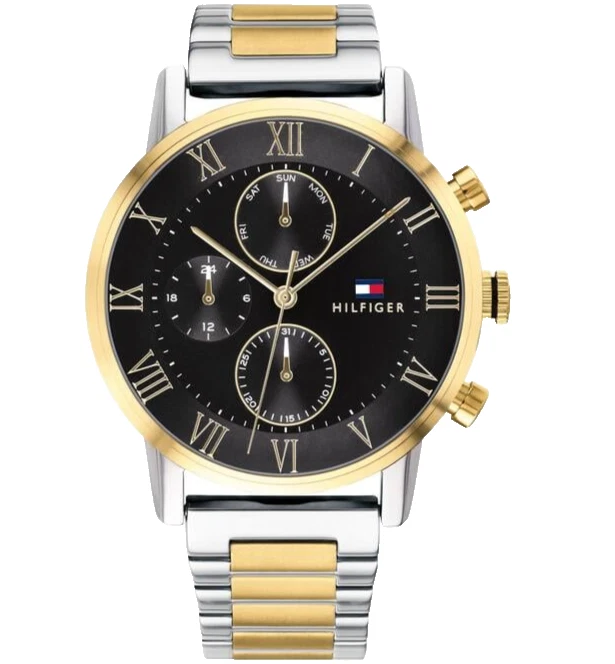 Tommy Hilfiger Chronograph 1791539 Black Dial Two Tone Bracelet 44MM ...