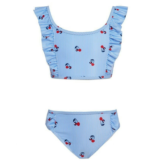Tommy Hilfiger Girls Truman 2 Piece Swim Bikini Set Blue Size 7 16