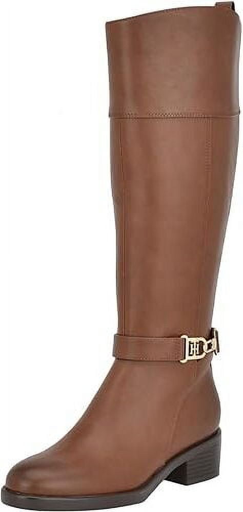 Tommy Hilfiger Ionni Tan 120 Almond Toe Stacked Block Heel Knee High ...