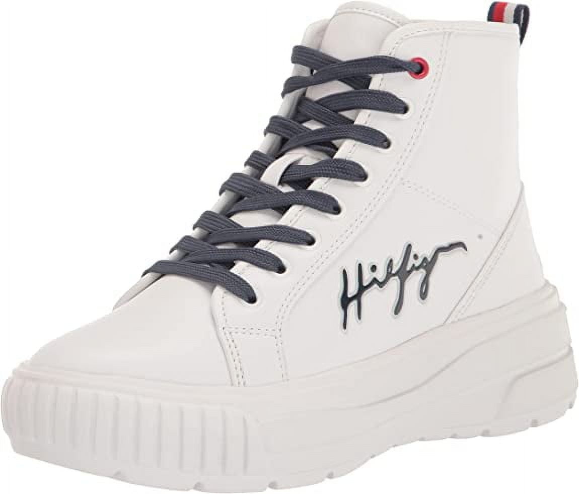 Tommy Hilfiger Lukas High Top Sneaker White Lace Up Rounded Toe Walking ...