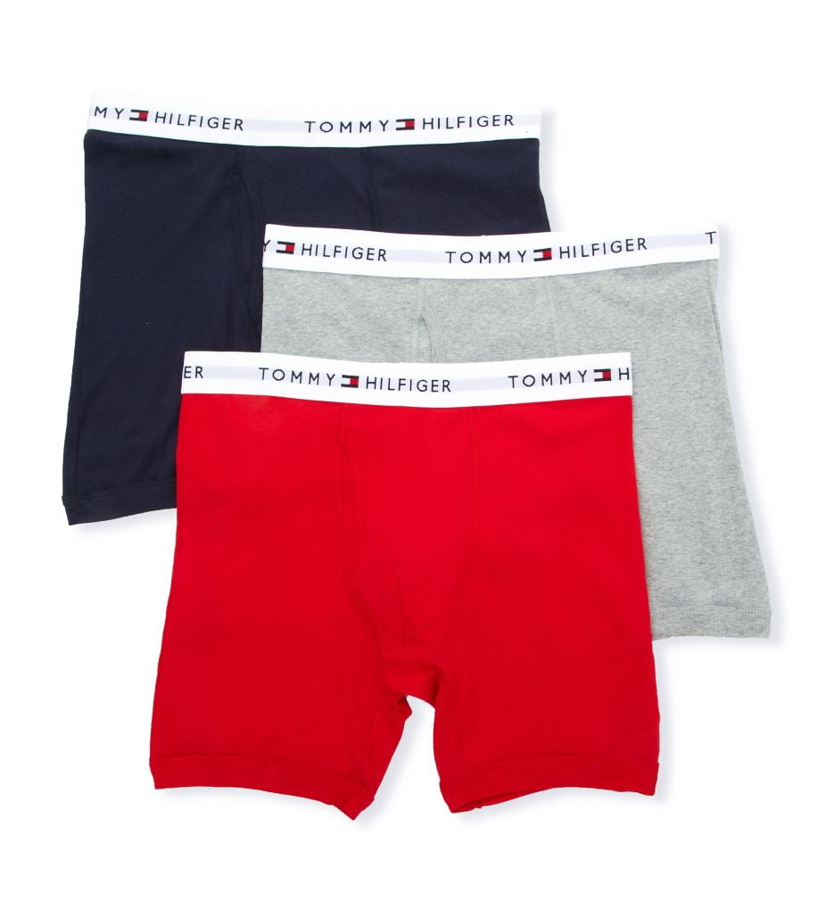 Tommy Hilfiger Men's 3 Pack Cotton Classics Boxer Briefs, Grey- Navy ...