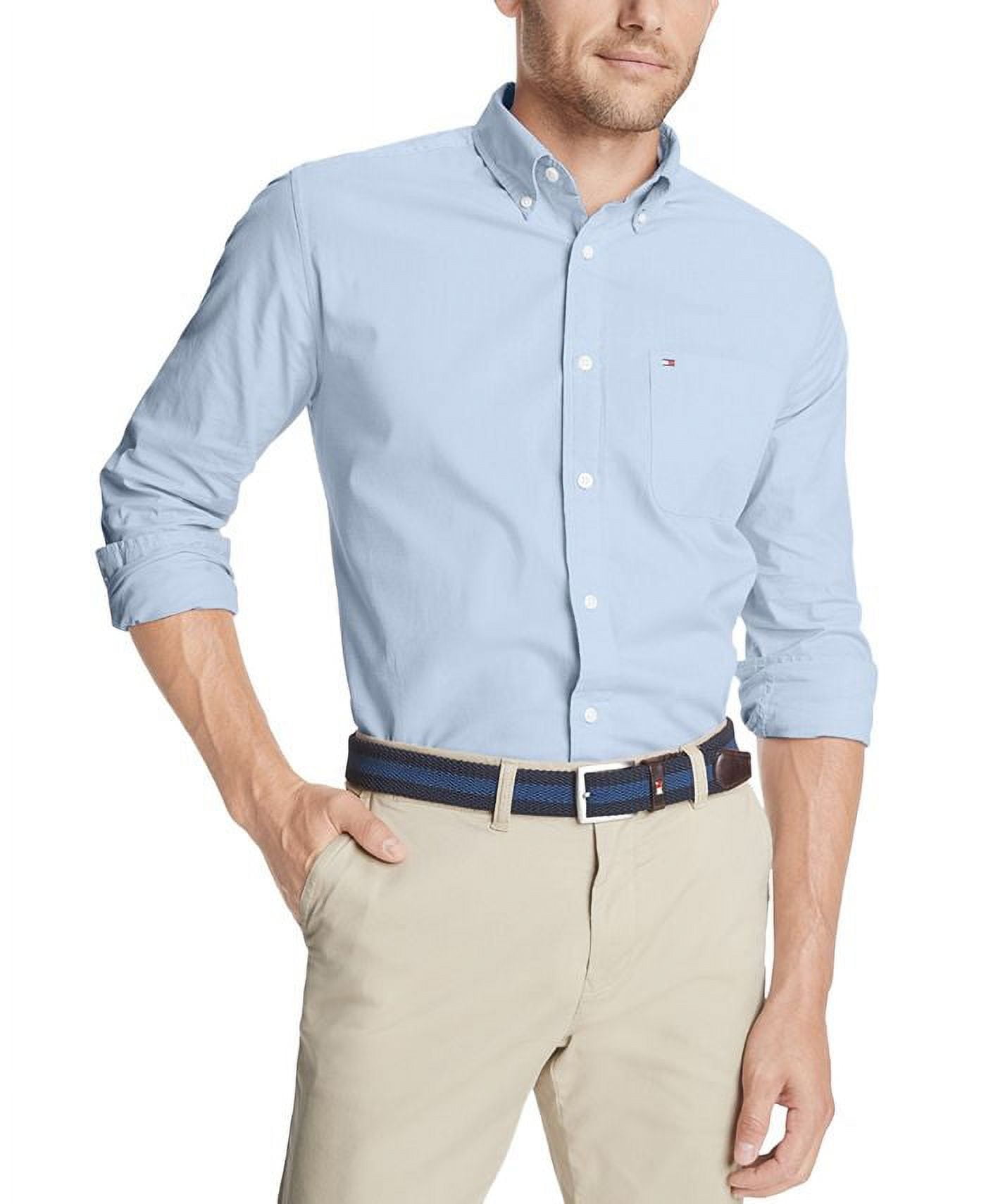 Tommy Hilfiger Men's Capote Classic Fit Stretch Solid Shirt Blue Size ...