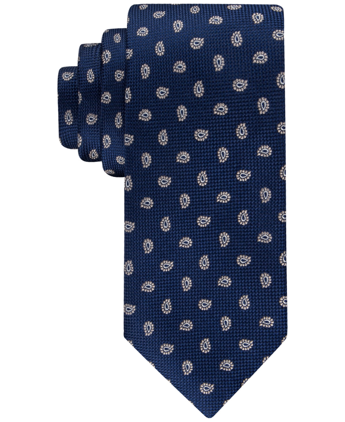 Tommy Hilfiger Men's Classic Paisley Pine Oxford Tie Blue Beige Necktie ...