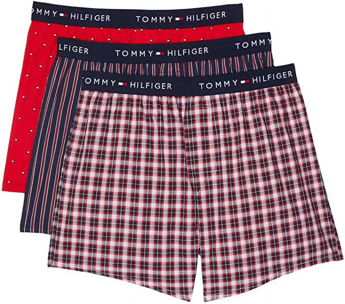 Tommy Hilfiger Men's Cotton Classics 3 Pack Slim Fit Woven Boxer, Large ...