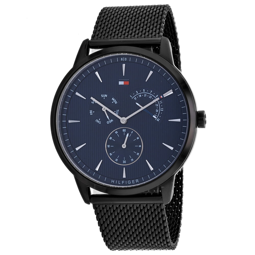 Tommy Hilfiger Men's Black Dial Watch, Stainless Steel Case and Mesh ...
