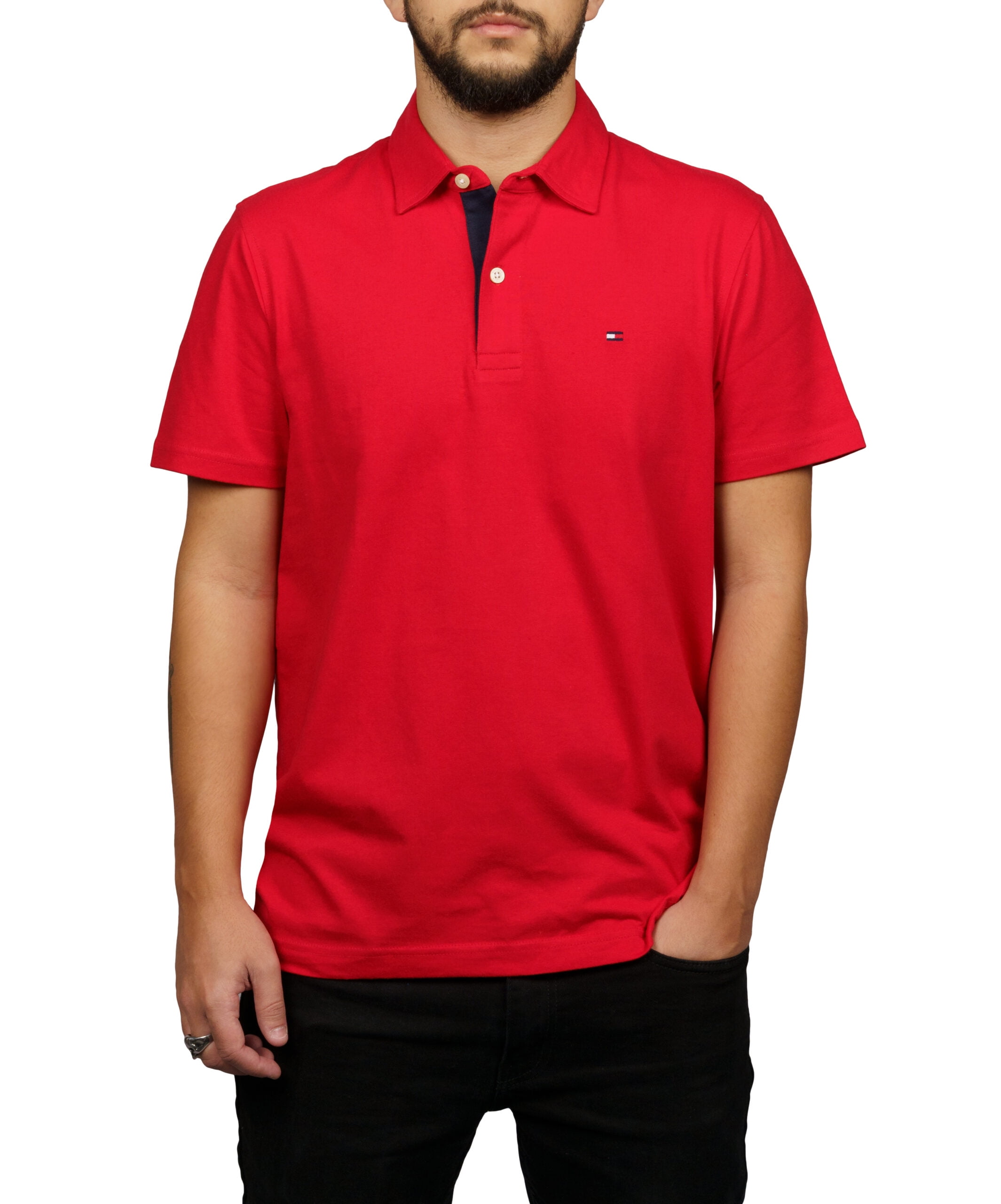 Tommy Hilfiger Men's Polo T-Shirt (Apple Red, Small) - Walmart.com