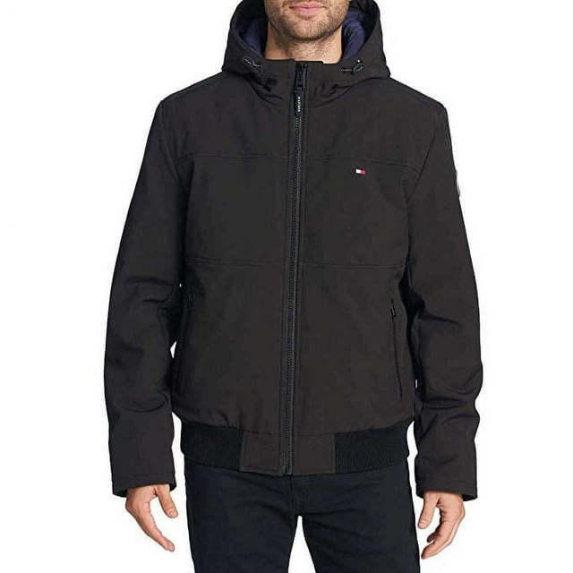 Tommy Hilfiger Men's Soft-Shell Bomber Jacket, Black Large - NEW ...