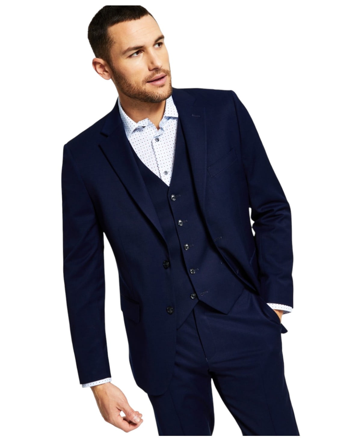 Tommy Hilfiger Mens Modern fit Suit Jacket Blazer 44 S Navy Blue Solid ...