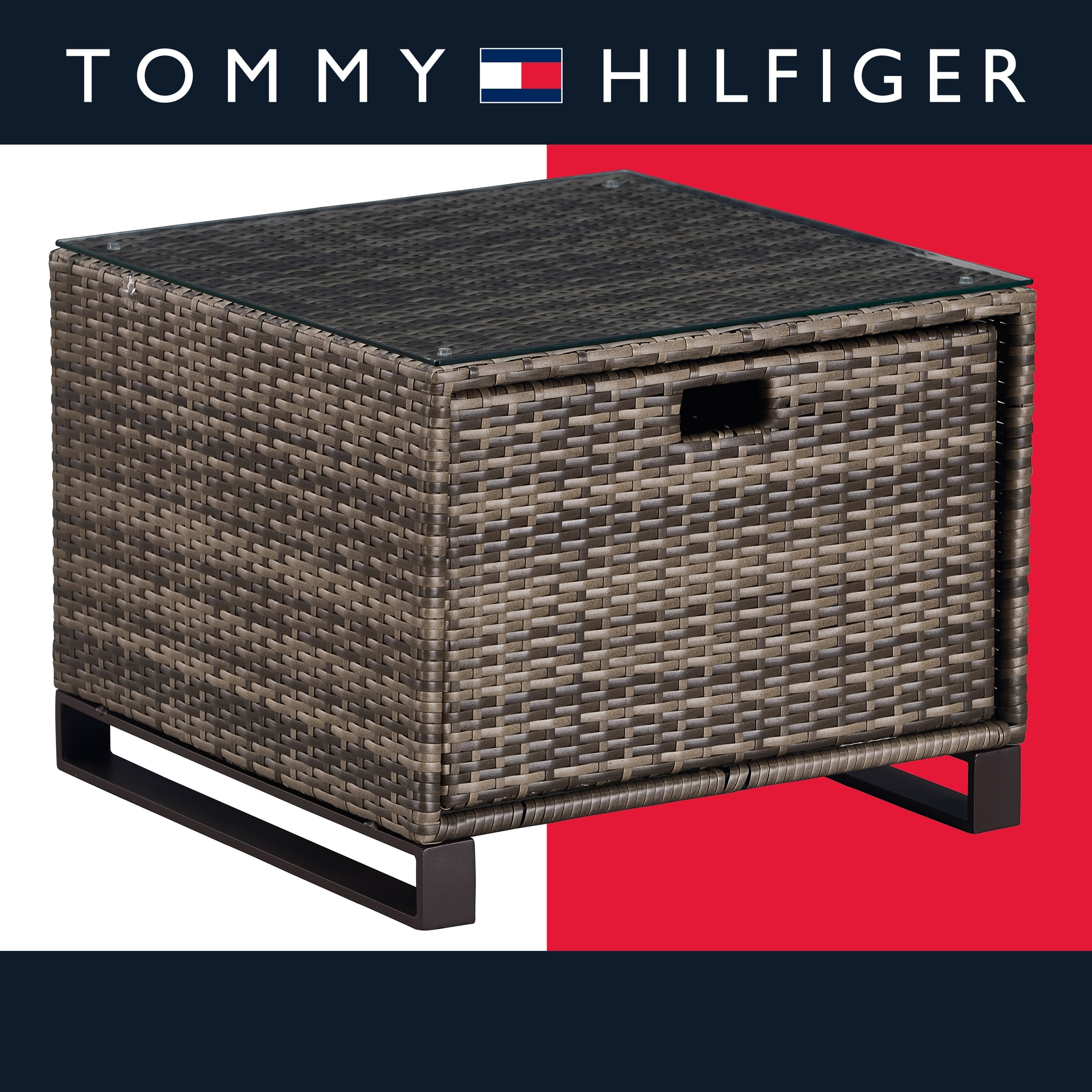 Tommy Hilfiger Oceanside Outdoor Side Table with Storage in Brown - Walmart.com