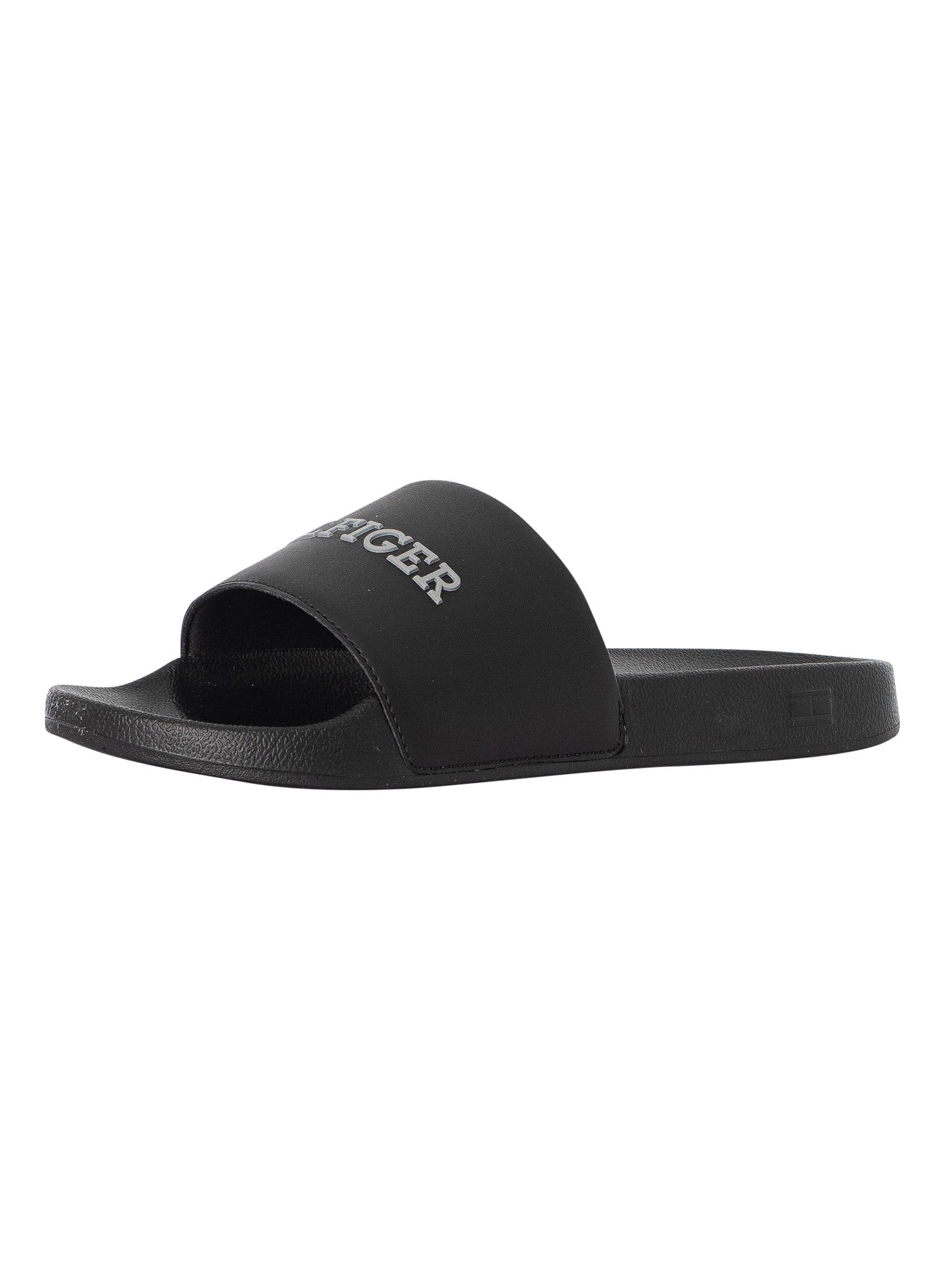 Tommy Hilfiger Raised Pool Sliders, Black - Walmart.com