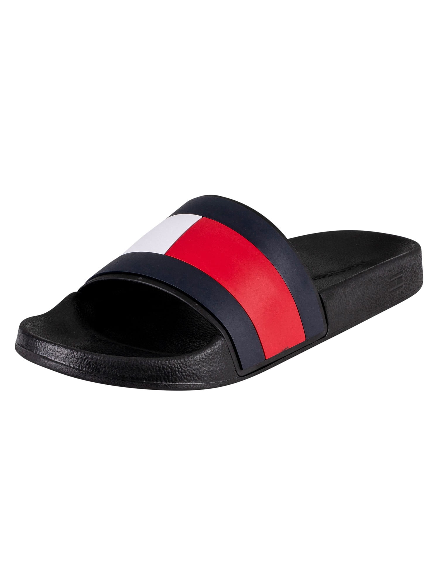 Tommy Hilfiger Rubber Flag Pool Sliders, Black - Walmart.com