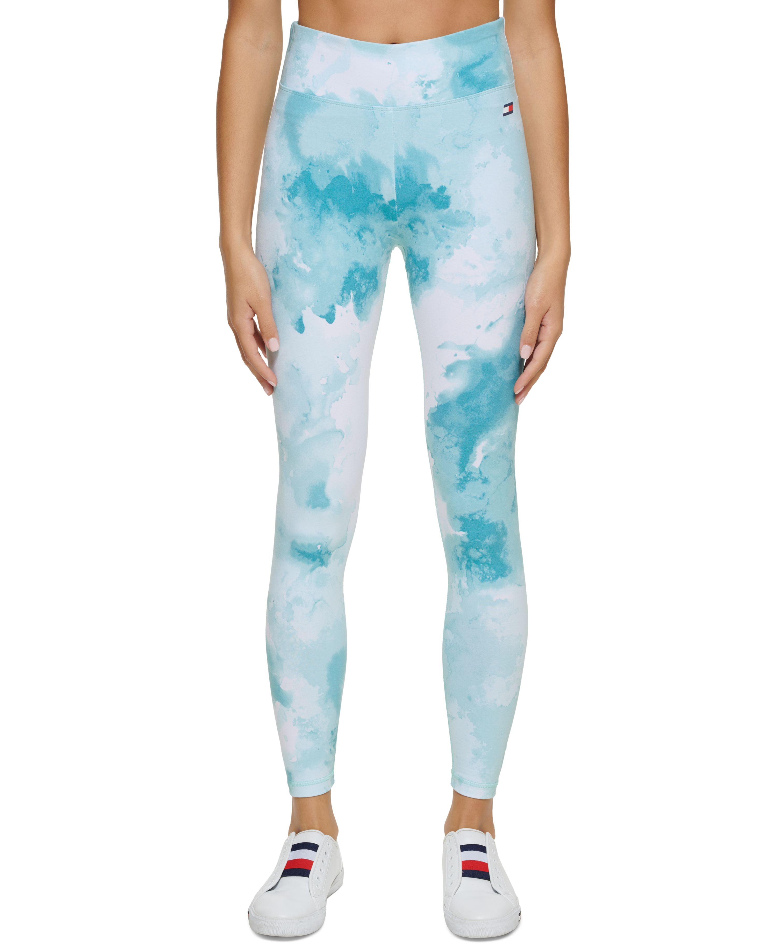 Tommy Hilfiger Sport Watercolor Full Length Leggings Turquoise Tonic S ...
