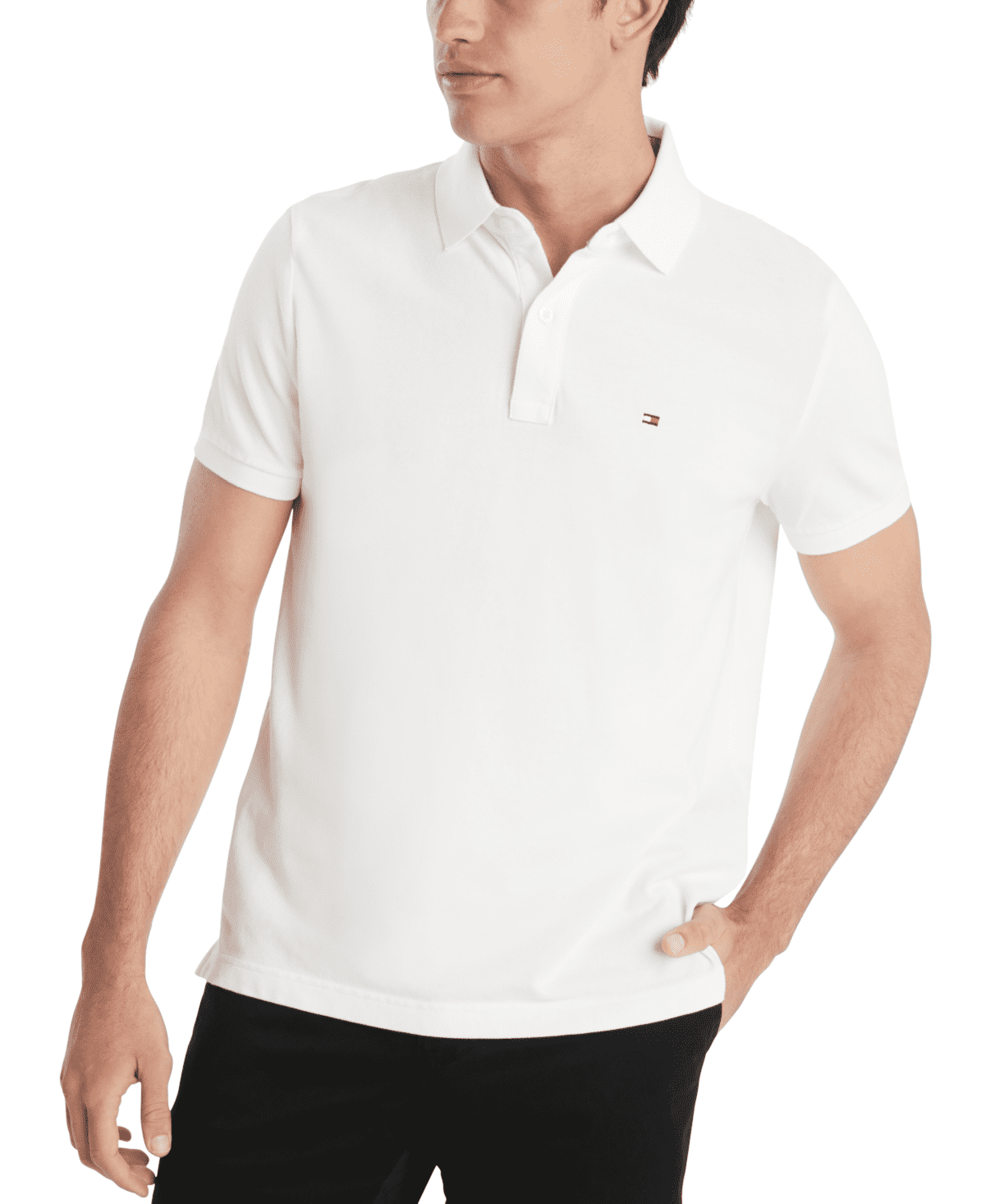 Tommy Hilfiger WHITE Men's Organic Cotton Classic Fit 1985 Polo Shirt ...