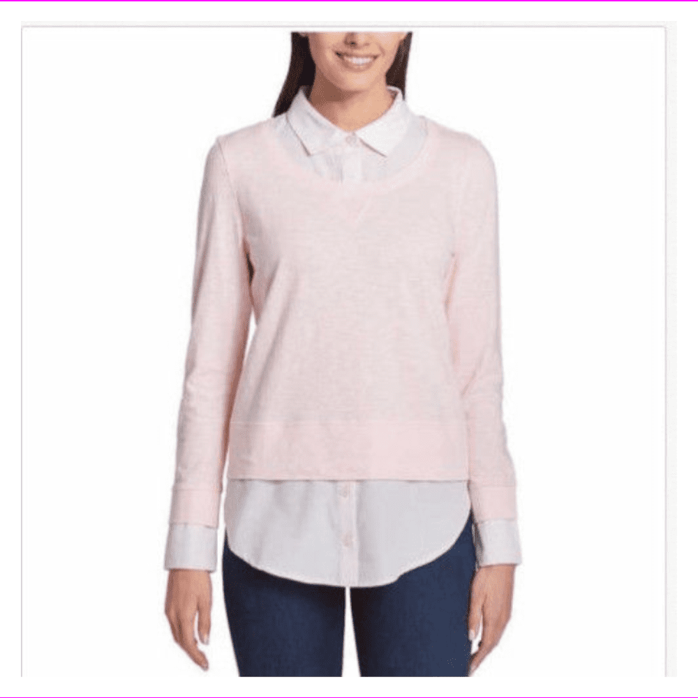 Tommy Hilfiger Women's Faux layered top Long Sleeve Layered Shirt S ...
