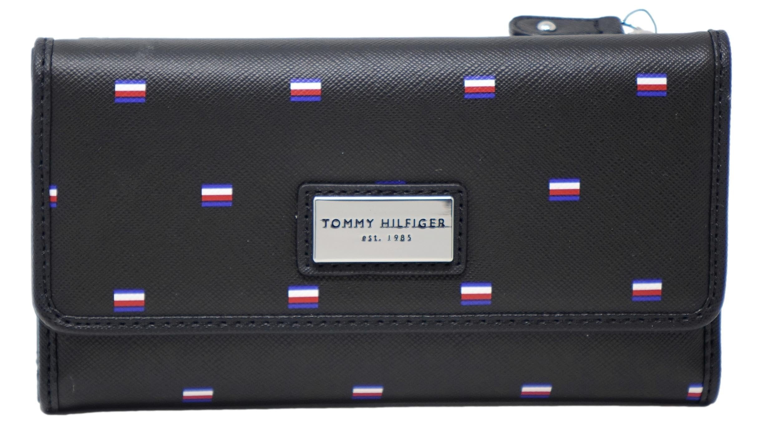 Tommy Hilfiger Women's Flag Logo Checkbook Wallet Clutch Bag Black ...
