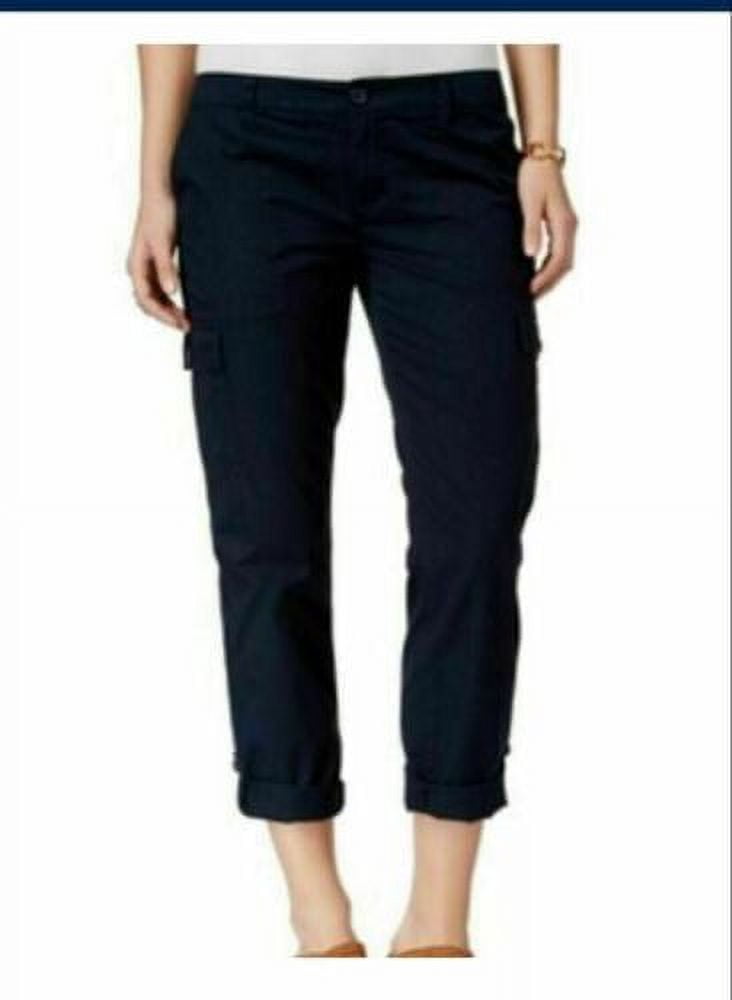 Tommy Hilfiger Women's Roll-Cuff Flat Front Crop Capri Pants (Sky ...
