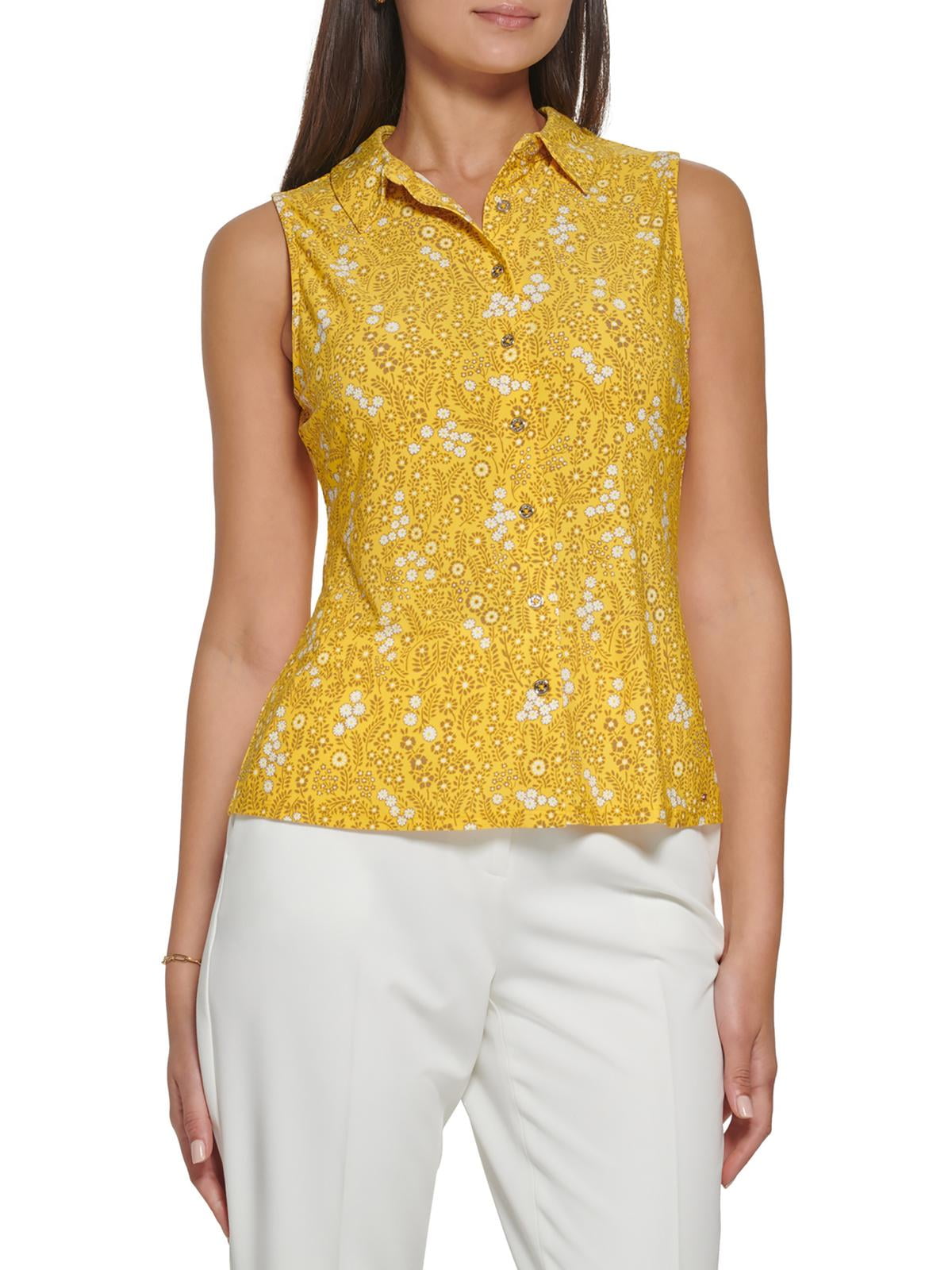 Tommy Hilfiger Womens Collared Floral Button-Down Top - Walmart.com