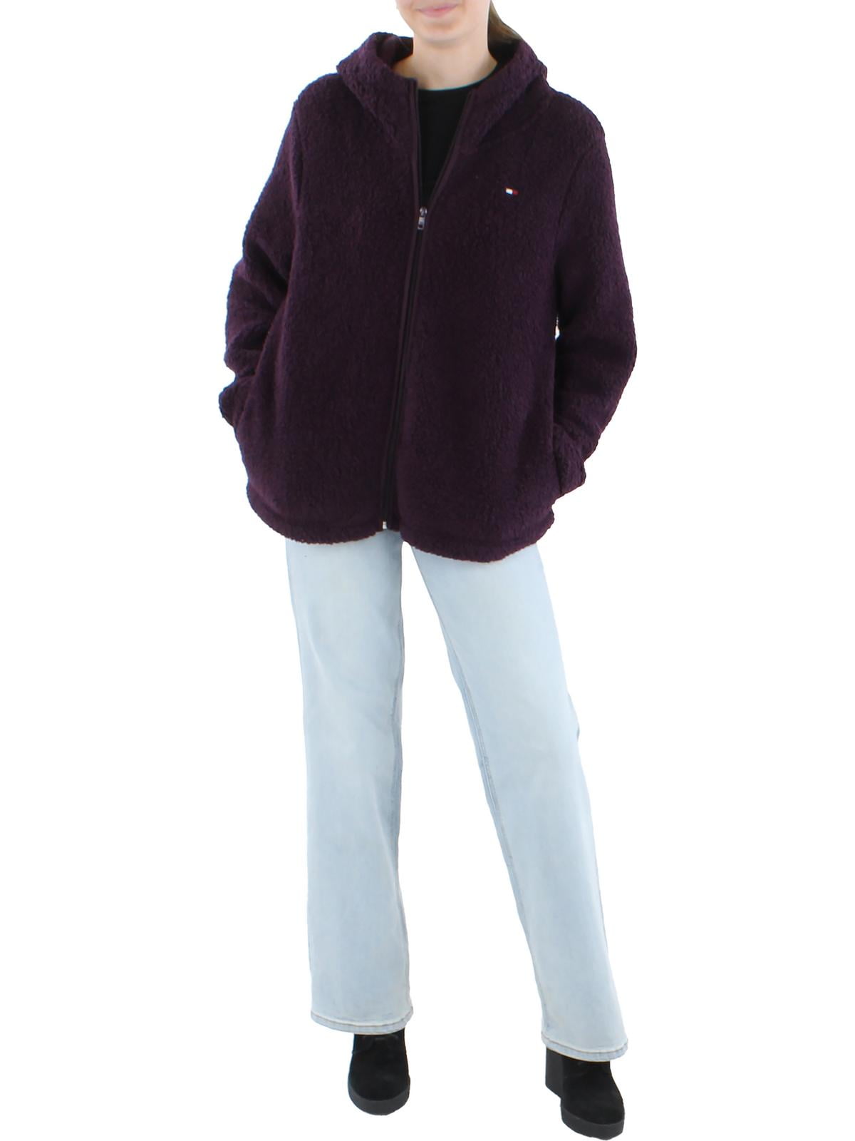 Women's Faux Sherpa Full-Zip Hoodie Aubergine L - Walmart.com