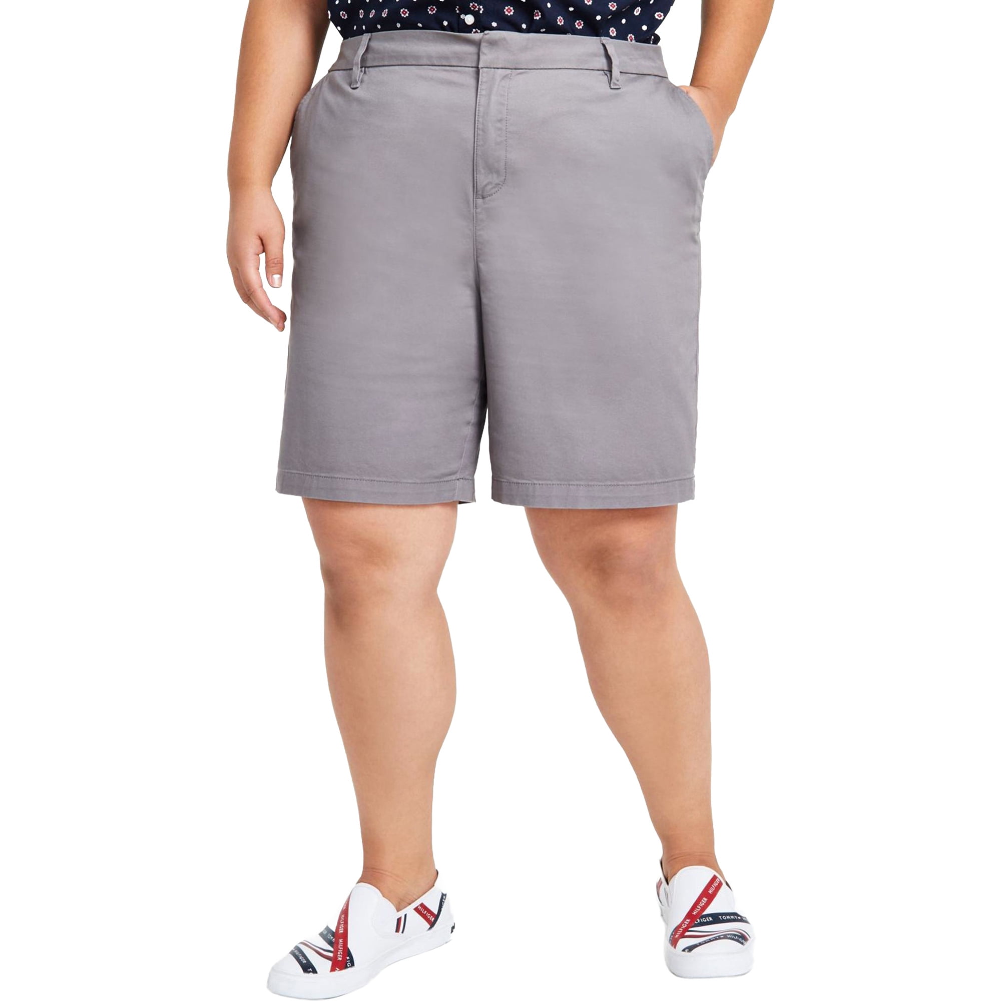 Tommy Hilfiger Womens Hollywood Casual Bermuda Shorts, Grey, Plus Size ...