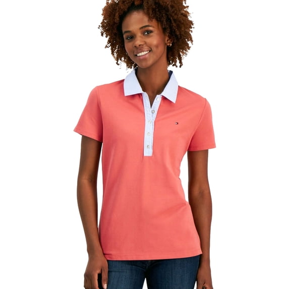 Tommy Hilfiger Womens Striped Collar Polo Shirt, Red, X-Small - Walmart.com