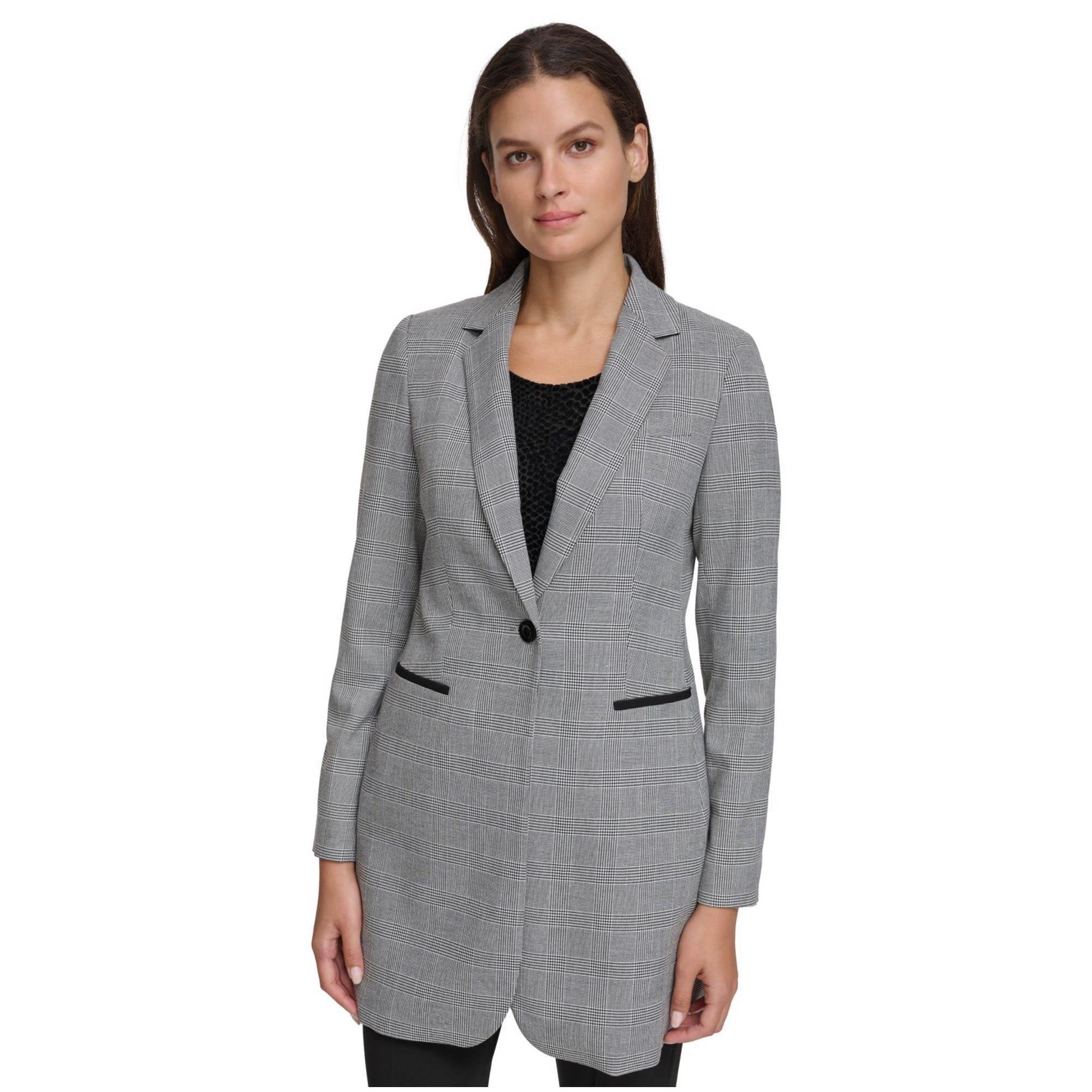 Tommy Hilfiger Womens Plaid Topper Jacket, Grey, 14 - Walmart.com
