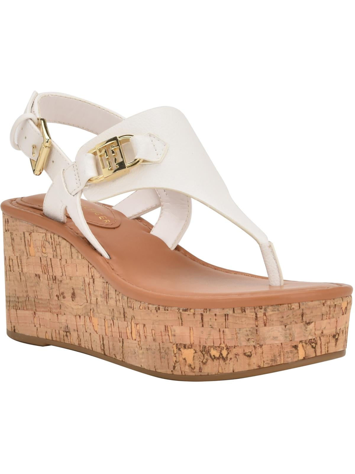 Tommy Hilfiger Womens Vani Faux Leather Platform Wedge Sandals ...
