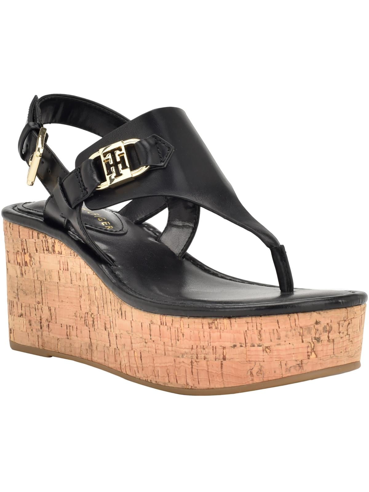 Tommy Hilfiger Womens Vani Faux Leather Platform Wedge Sandals ...